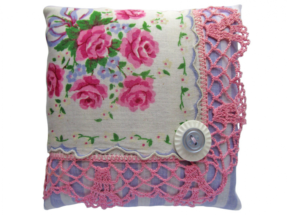 Vintage Handkerchief Sachet: Pink Roses | Primrose Design
